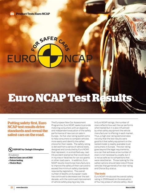 Euro Ncap Test Results 2015 Consumers Association Of Ireland