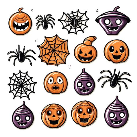Spider Web Spider Bone Sweets Halloween Doodle Clipart Vector Spider