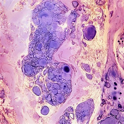 Microscopic View Of Tissue Samples Showing Cellular Structures And