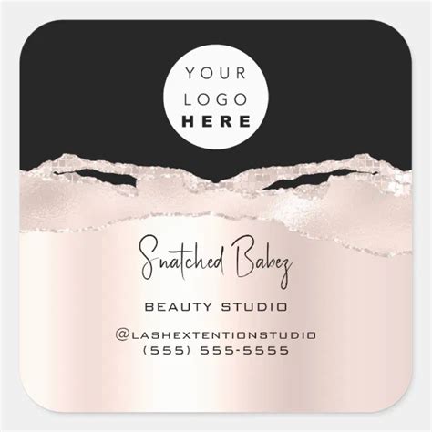 Logo Qr Code Online Shop Silver Glitter Rose Black Square Sticker Zazzle
