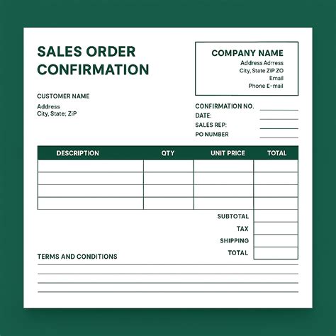 Sales Order Confirmation Template Excel Order Acknowledgment