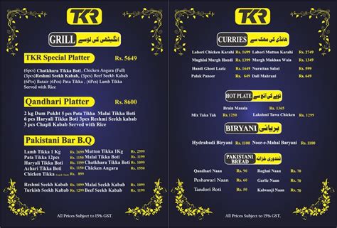 Tkr Islamabad Menu [latest] Menu Point