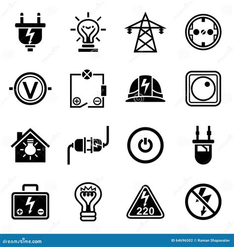 Vector Electricity Icon Set Stock Vector Illustration Of Watt Lamp