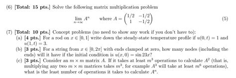 Solved 6 Total 15 Pts Solve The Following Matrix