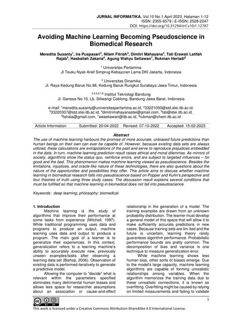 Pdf Avoiding Machine Learning Becoming Pseudoscience In Biomedical