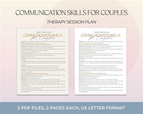 Communication Skills Therapy Session Worksheet Pdf Couples Counseling
