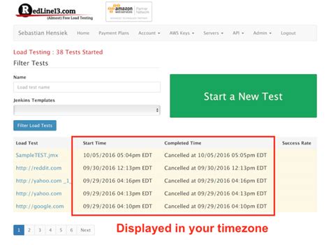 Update Display Dashboard And Tests In Respective Time Zone Redline13