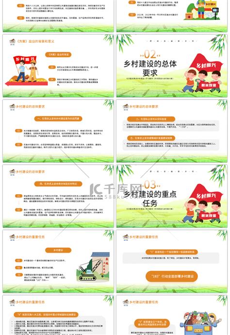 建设宜居宜业美丽乡村新农村田地绿色创意p 免费ppt模板下载 千库网