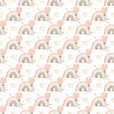 Hot Air Balloons And Rainbows Fabric White