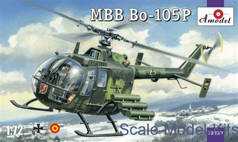 MBB Bo 105P Helicopter Military Version Amodel Plastic Scale Model Kit