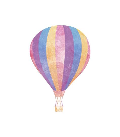 Watercolor Hot Air Balloon On White Stock Vector Illustration Of