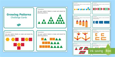Growing Patterns Grades K 2 Challenge Cards Math Resources