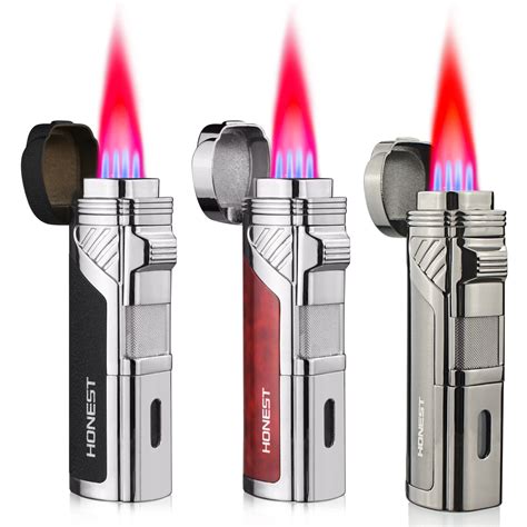 Torch Lighters 4 Jet Flame Butane Lighter Pocket Lighter With Punch