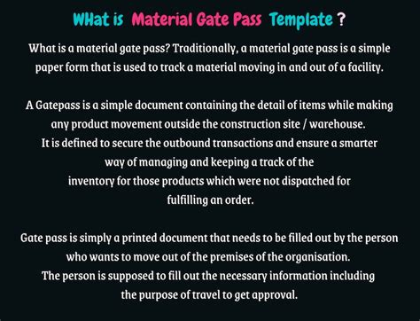 Material Gate Pass Template Construction Entry Approval Word Etsy