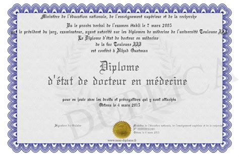 Diplome D Etat De Docteur En Medecine