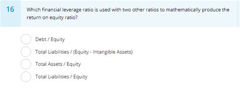 Solved 6 Which Financial Leverage Ratio Is Used With Two Chegg