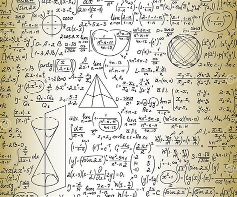 Math Scientific Vector Seamless Pattern With Formulas Calculations And Geometrical Figures