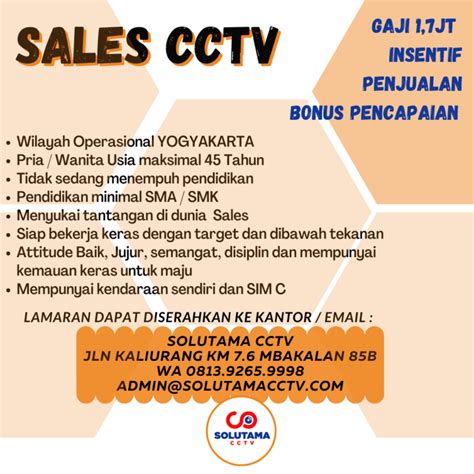 Lowongan Kerja Teknisi Sales CCTV Di Solutama CCTV LokerJogja ID