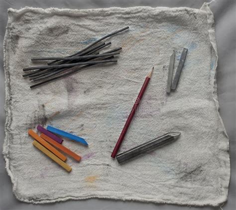 Artistic Drawing And Sketching Tools On Canvas Stock Image Image Of