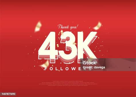 43k 추종자의 현대적인 디자인 축하 호화로운 빨간색 배경에 3차원 형태에 대한 스톡 벡터 아트 및 기타 이미지 3차원 형태