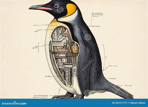 Anatomical Illustration Of A Penguin With Detailed Internal Structure