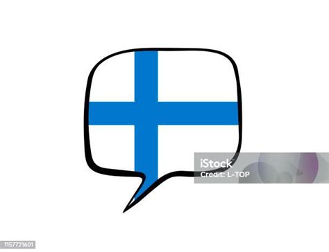 Gelembung Pidato Dengan Bendera Finlandia Di Latar Belakang Putih
