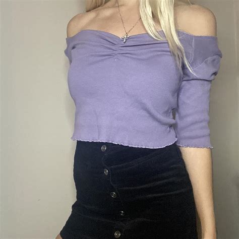 Purple Off Shoulder Crop Top Such A Cute Relaxed Depop