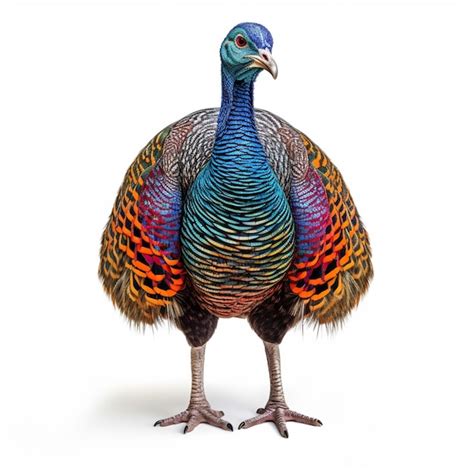 Premium Photo Araffe With Colorful Feathers Standing On A White