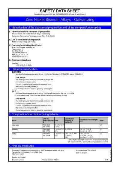 Zinc Nickel Bismuth Alloys Galvanizing Nyrstar