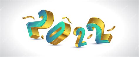 녹색 및 금색 그라데이션의 3d 숫자가 있는 새해 복 많이 받으세요 2022 배너 디자인 전단지 포스터 브로셔 카드