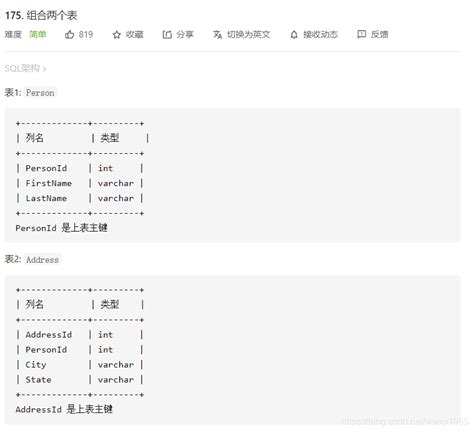 leetcode 175 组合两个表 left join 连接查询 leetcode join csdn博客