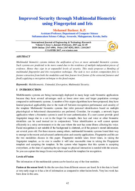 Pdf Improved Security Through Multimodal Biometric Using Fingerprint