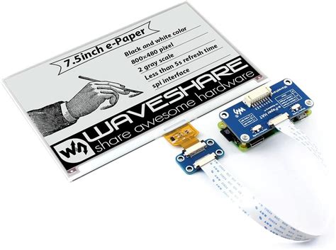 Waveshare 7 5 Inch E Paper Display HAT Module V2 Kit 800x480 Resolution
