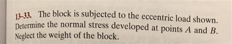 Solved The Block Is Subjected To The Eccentric Load Shown