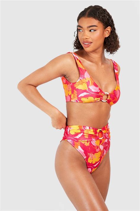Tall Floral Print Bikini Boohoo Uk
