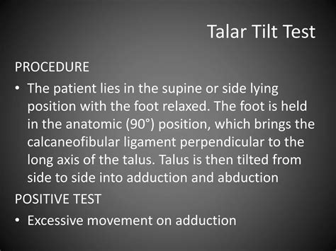 Special Tests For Lower Leg Ankle And Foot Pptx