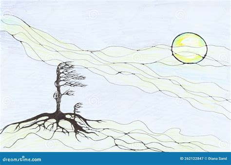 Neuro Art Graphic Concept Abstract Tree Pencil Drawing Art Therapy