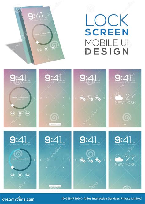 Lock Screen Mobile User Interface Kit Stock Illustration