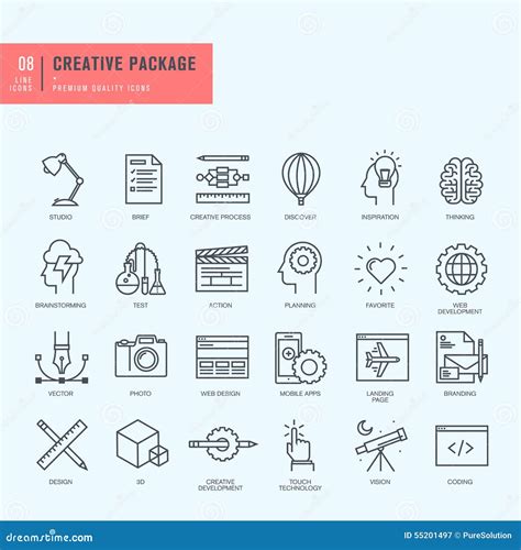 Thin Line Icons Set Icons For Graphic And Web Design Stock Vector