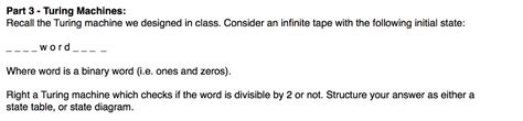 solved recall the turing machine we designed in class