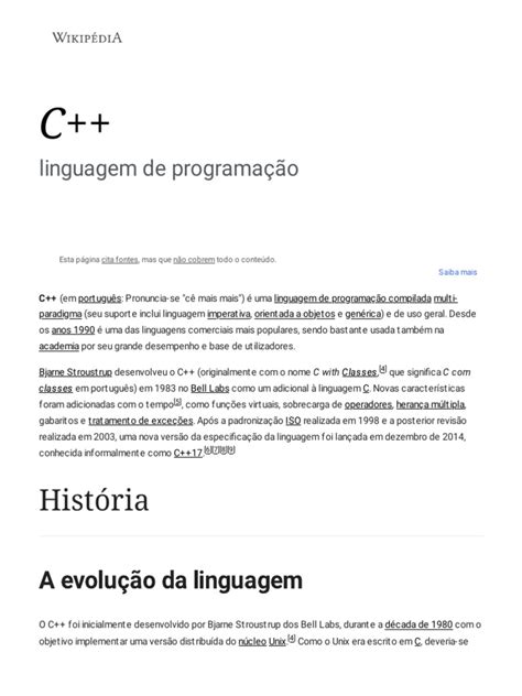 C Wikipédia A Enciclopédia Livre Pdf C Classe Programação De Computadores