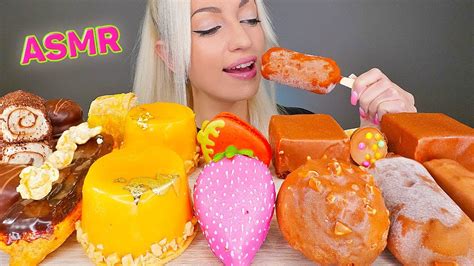 Asmr Eating Chocolate Ice Cream Cake Candy Bars Macaroons 초콜릿 디저트
