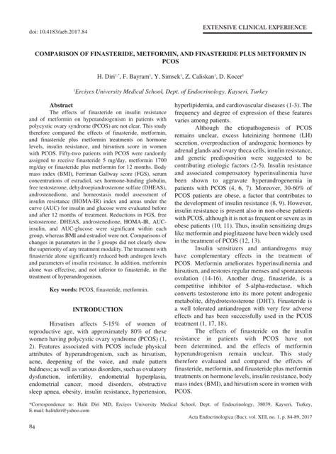 Pdf Comparison Of Finasteride Metformin And Finasteride Plus