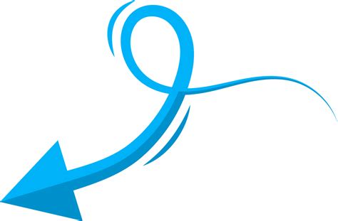 Free Hand Drawn Blue Curved Arrow Shape In Doodle Style 22221440 Png