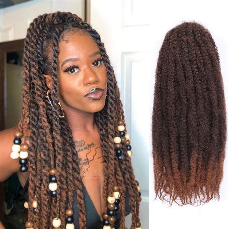 Zrq 8 Packs Marley Hair 18 Inch Afro Kinky Marley Twist Braiding Hair Ombre Marley Twist Curly