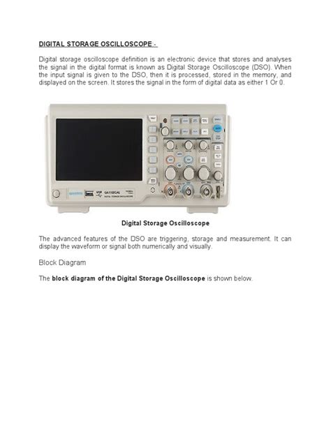 Digital Storage Oscilloscope Pdf Sampling Signal Processing