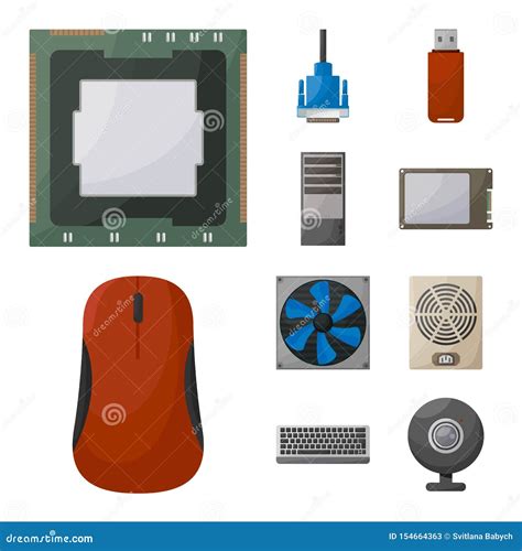 Isolated Object Of Computer And Hardware Symbol Set Of Computer And Component Vector Icon For