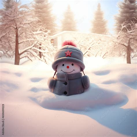 Russian Soft Toy Vatnik Funny Soviet Character In Gray Coat Gray Hat With A Red Star Russian