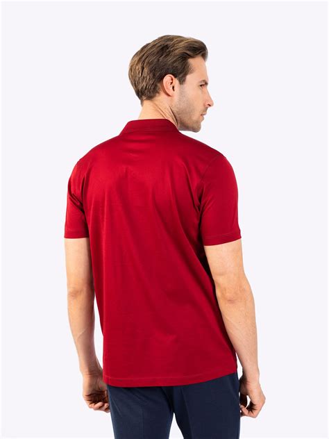 Karaca Erkek Regular Fit Polo Yaka Tişört Bordo Çift Geyik Karaca