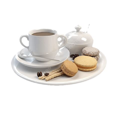 Taza De Café Té De La Tarde PNG Galleta Blanco Bebidas PNG Imagen